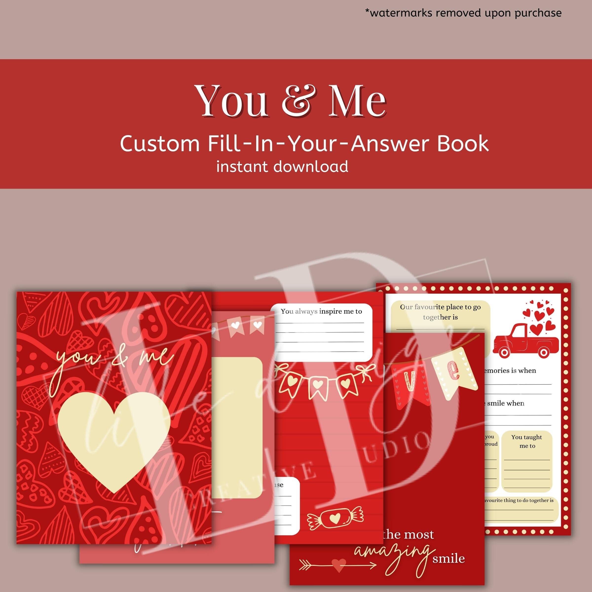 Printable Fillable Book Valentine's Day DIY Book Fill in the Blank Gift ...