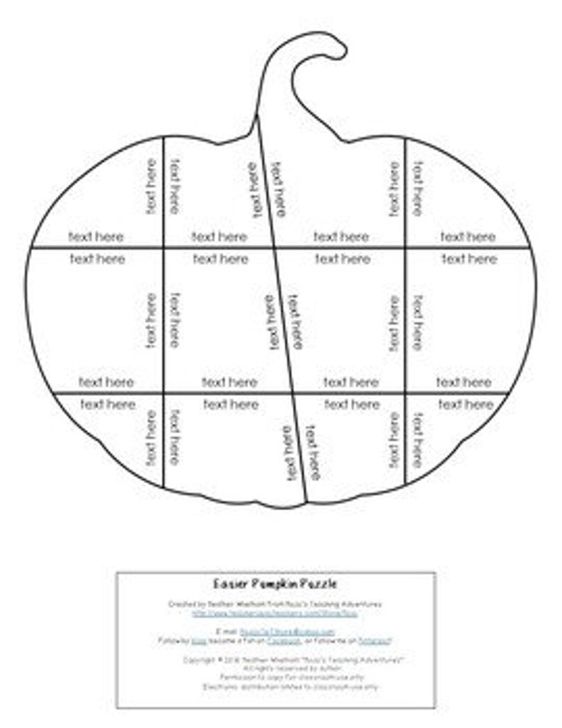 EDITABLE Pumpkin Puzzle Great Fall, Autumn, Halloween, or Thanksgiving ...