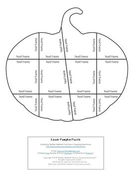 EDITABLE Pumpkin Puzzle - Great Fall, Autumn, Halloween, or ...