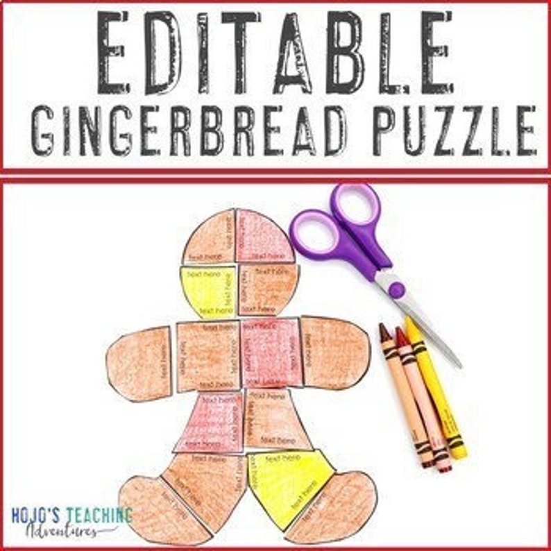 Editable Gingerbread Man Puzzle: Christmas Learning Activity (digital ...