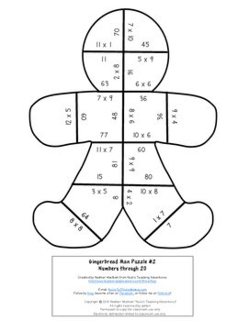 MULTIPLICATION Gingerbread Puzzles - Use for December Christmas Games ...