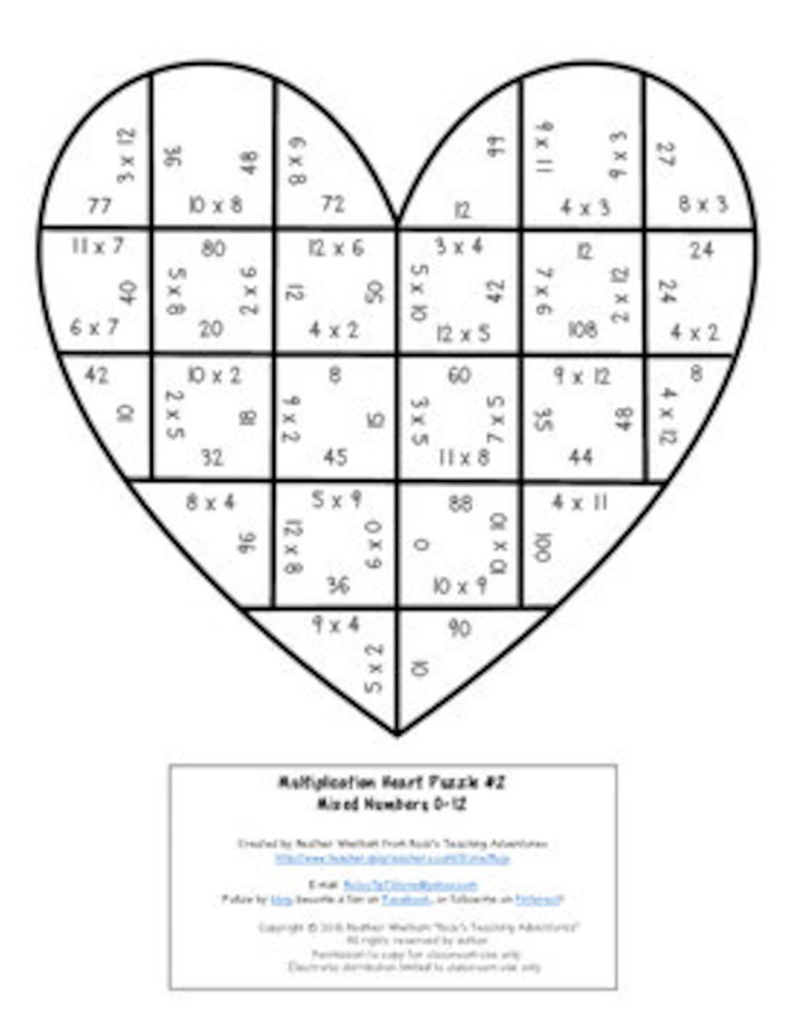 MULTIPLICATION Valentine's Day Math Puzzles - Use for Centers, Review ...