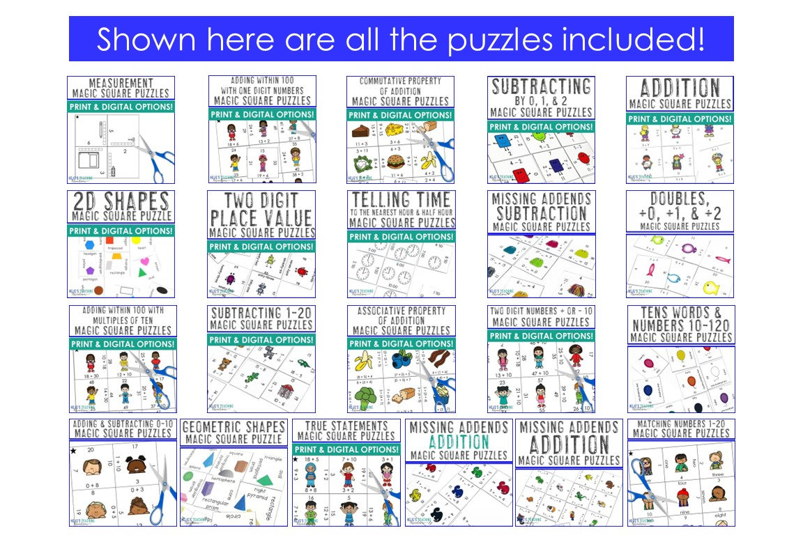 1st Grade Math Puzzle BUNDLE - Centers, Stations, Review, Practice ...