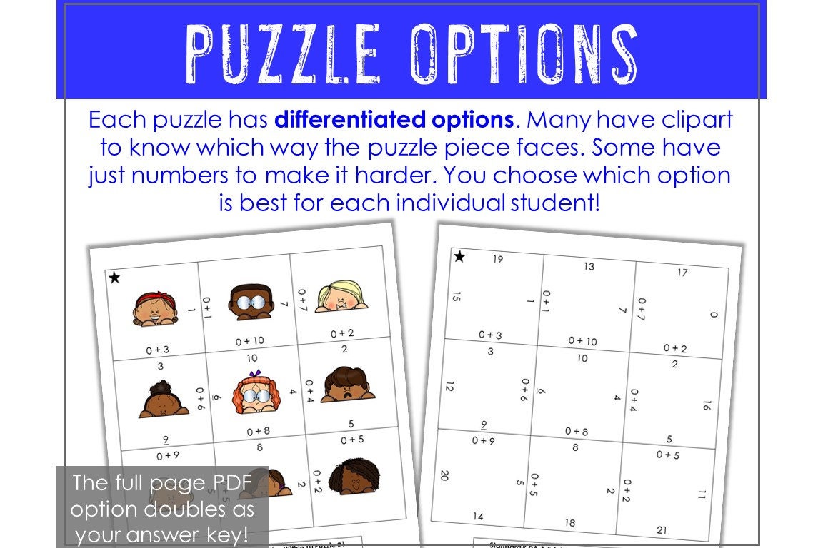 Kindergarten Math Puzzle BUNDLE - Centers, Stations, Review, Practice ...