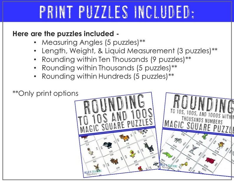 4th Grade Math Puzzle BUNDLE - Centers, Stations, Review, Practice ...