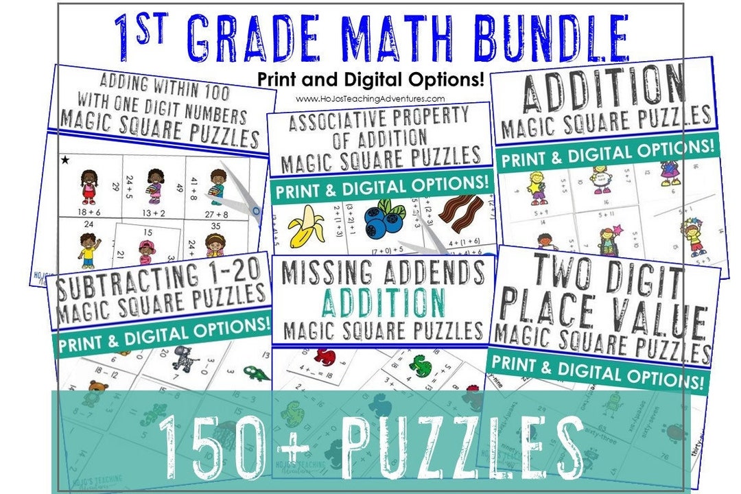 1st Grade Math Puzzle BUNDLE - Centers, Stations, Review, Practice ...