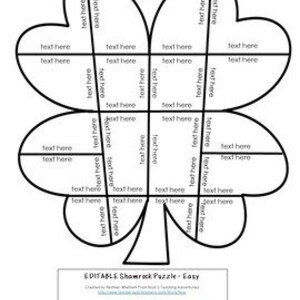 Editable Shamrock Puzzle: St Patrick's Day Math & Literacy (digital ...