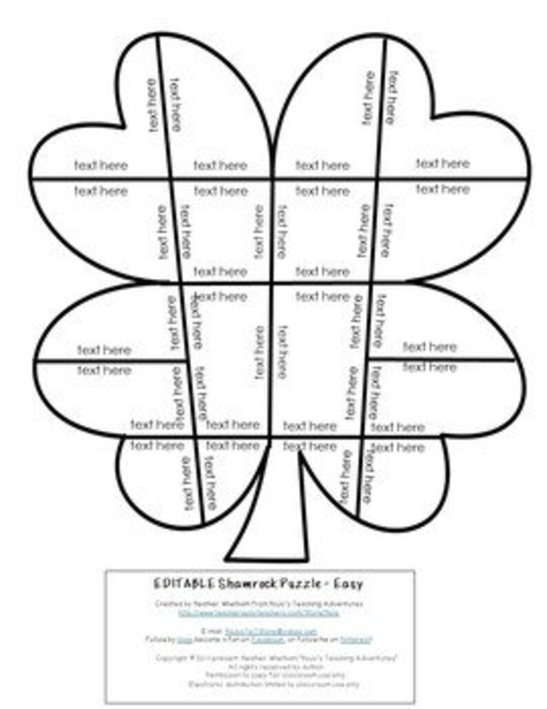 EDITABLE Clover Shamrock Puzzle - Great St Patrick's Day Learning ...