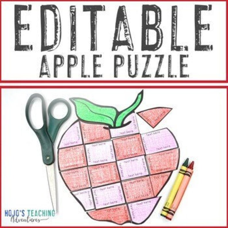 Editable Apple Puzzle: Fall Learning Activity (digital Download) - Etsy