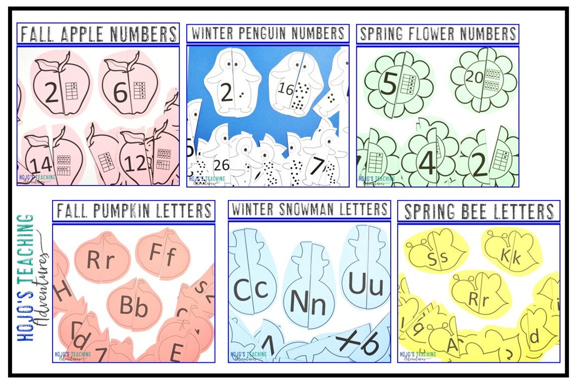 Seasonal Letter and Number Matching Puzzles (digital Download) - Etsy