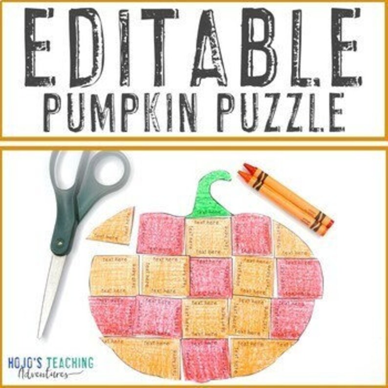 EDITABLE Pumpkin Puzzle - Great Fall, Autumn, Halloween, or ...