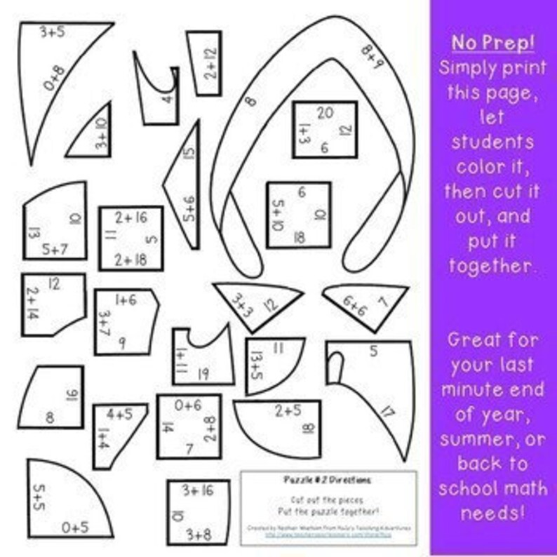 ADDITION Flip Flop Puzzles - Great for Spring, Summer, or Back to ...