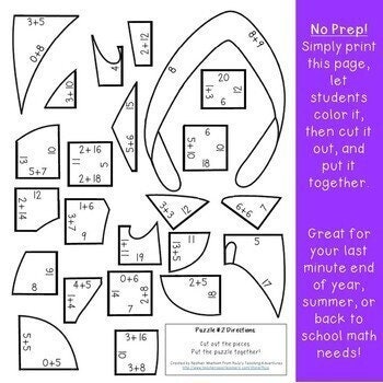 ADDITION Flip Flop Puzzles - Great for Spring, Summer, or Back to ...