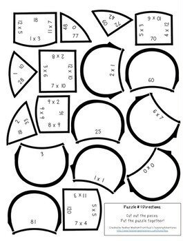 MULTIPLICATION Flower Puzzles - Use for Spring or Summer Games, Review ...