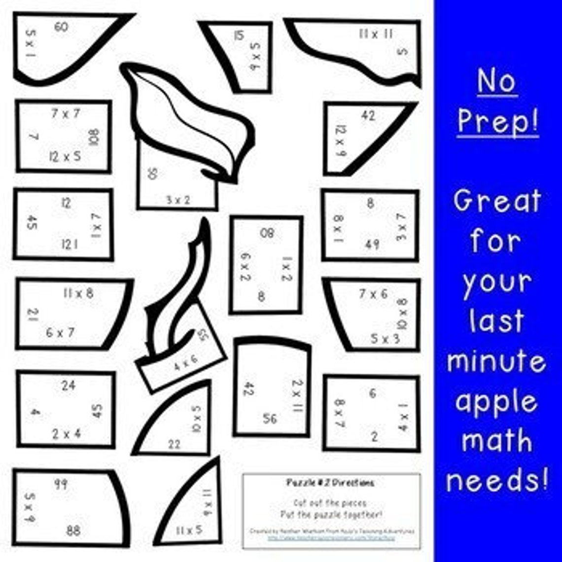 MULTIPLICATION Apple Puzzles - Use for Games, Review, Activities ...
