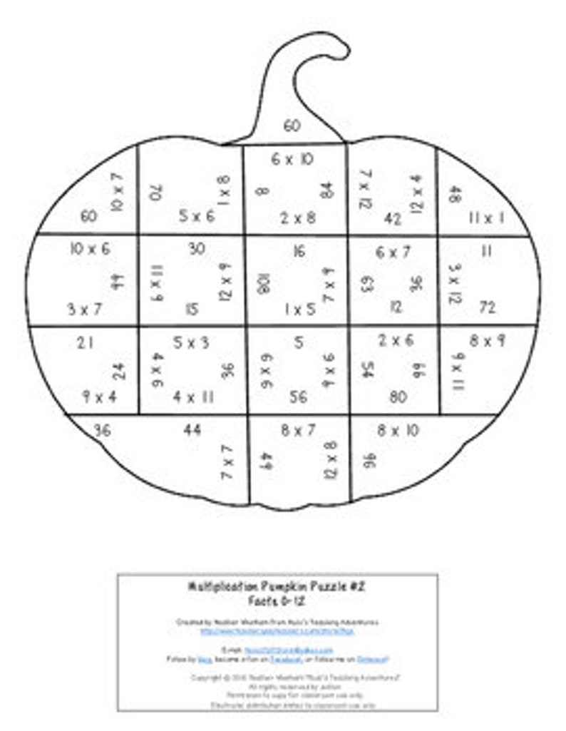 MULTIPLICATION Pumpkin Puzzles: Use for Fall, Halloween, or ...