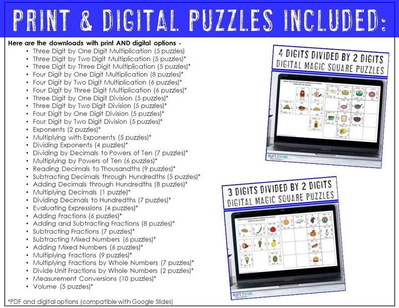 5th Grade Math Puzzle BUNDLE - Centers, Stations, Review, Practice ...