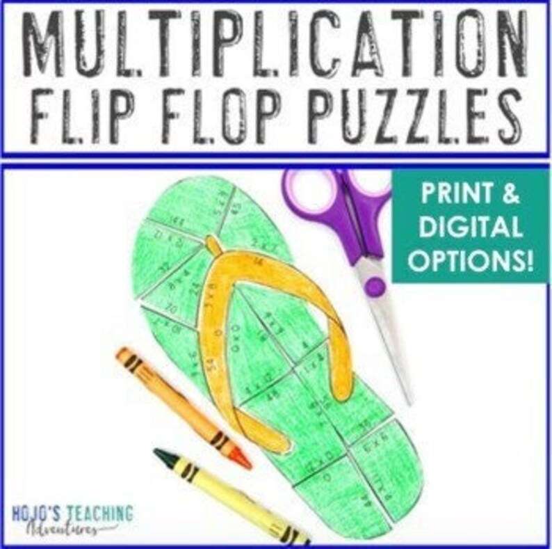 MULTIPLICATION Flip Flop Puzzles - Use for Spring, Summer, or Back to ...