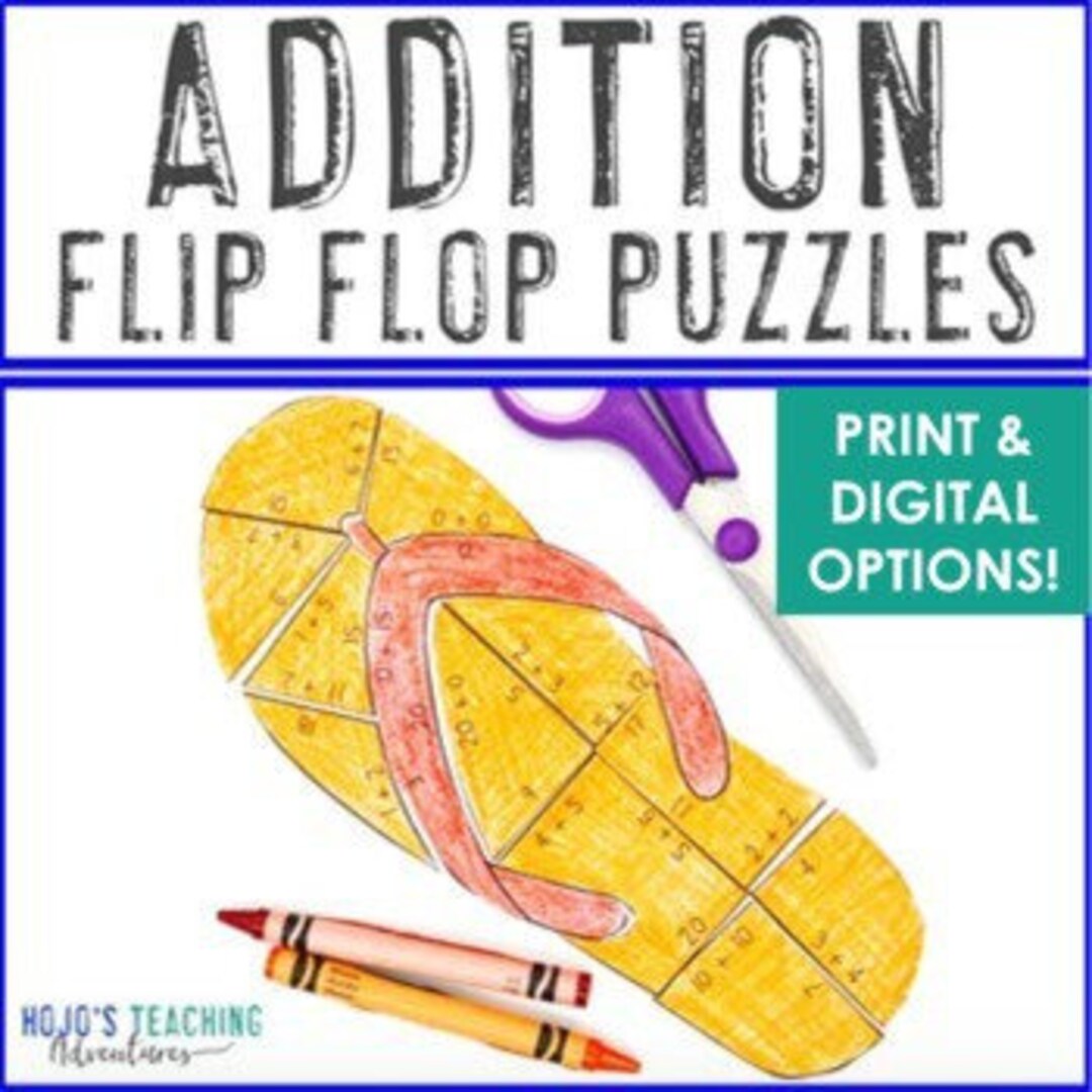 ADDITION Flip Flop Puzzles - Great for Spring, Summer, or Back to ...
