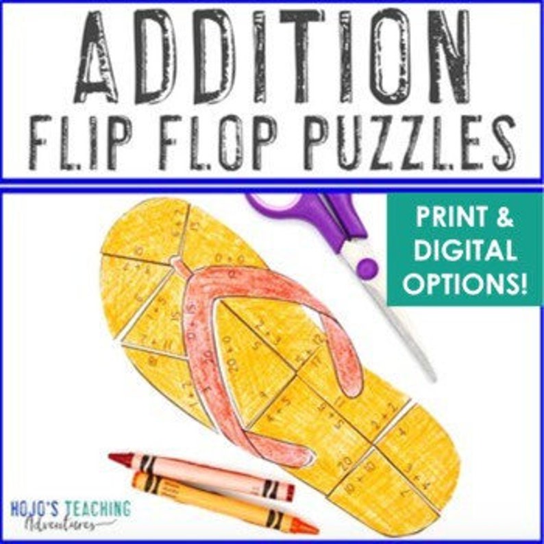 ADDITION Flip Flop Puzzles - Great for Spring, Summer, or Back to ...
