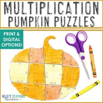 Multiplication Pumpkin Math Puzzles: Fall Learning Games (digital ...