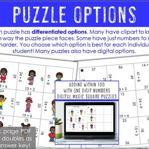 1st Grade Math Puzzle BUNDLE - Centers, Stations, Review, Practice ...