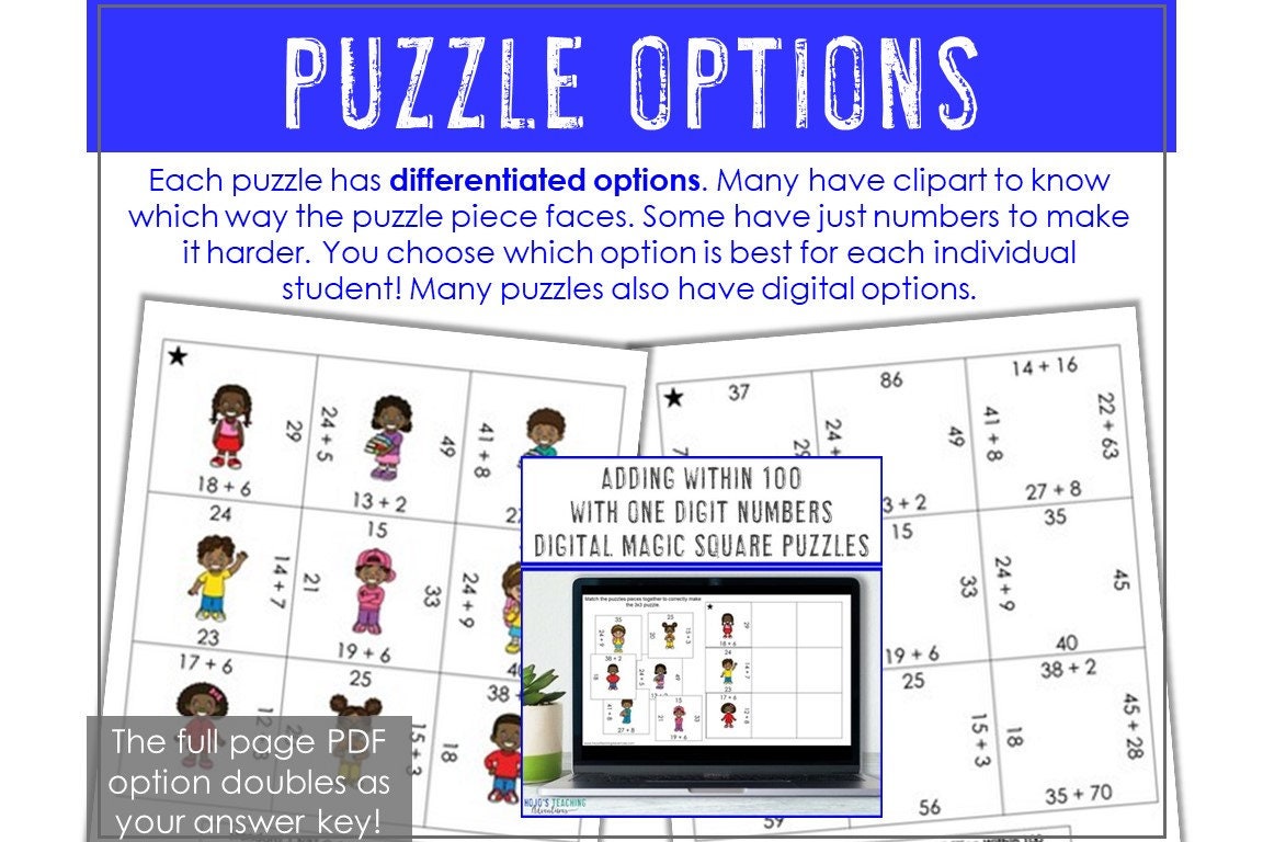 1st Grade Math Puzzle BUNDLE - Centers, Stations, Review, Practice ...