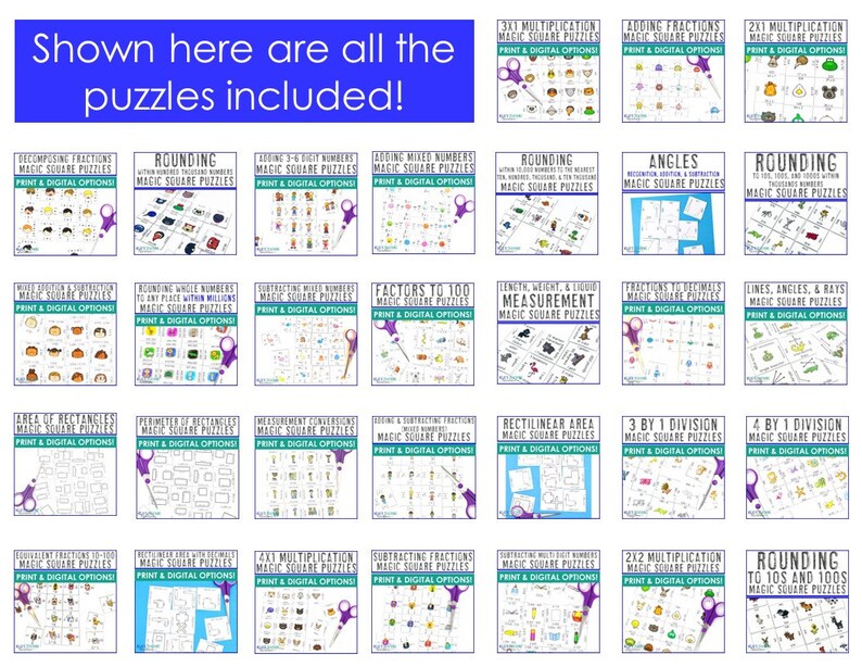 4th Grade Math Puzzle BUNDLE - Centers, Stations, Review, Practice ...