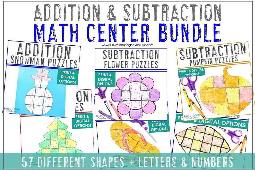 Addition and Subtraction Math Center Puzzes | Homeschool or Classroom ...