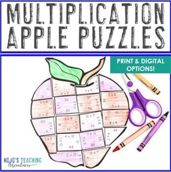 MULTIPLICATION Apple Puzzles - Use for Games, Review, Activities ...