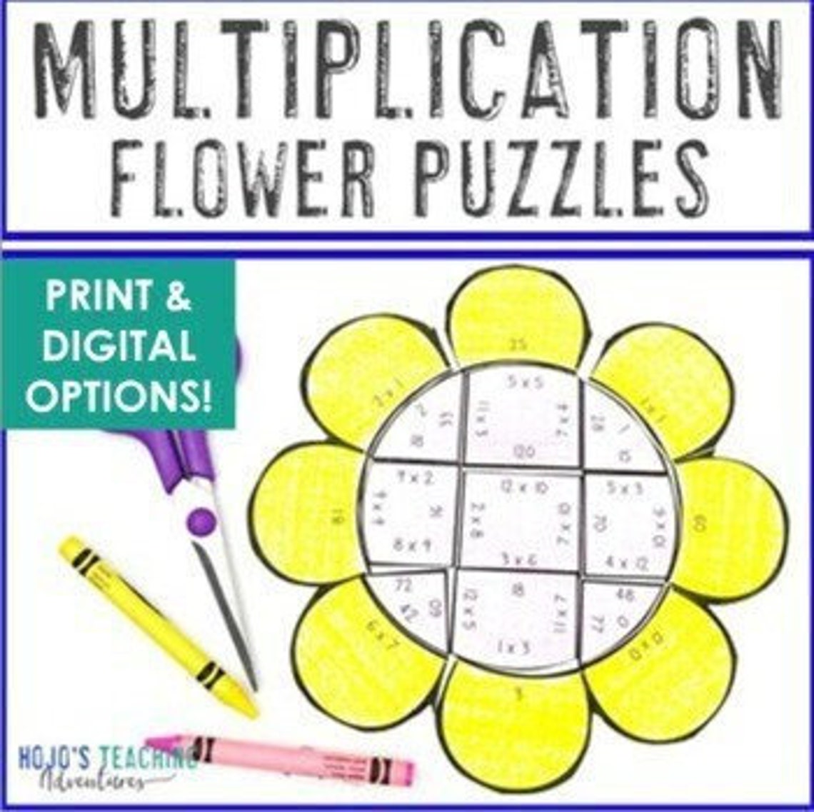 MULTIPLICATION Flower Puzzles - Use for Spring or Summer Games, Review ...