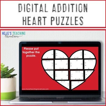 ADDITION Valentine's Day Heart Puzzles - Use for Math Review, Practice ...