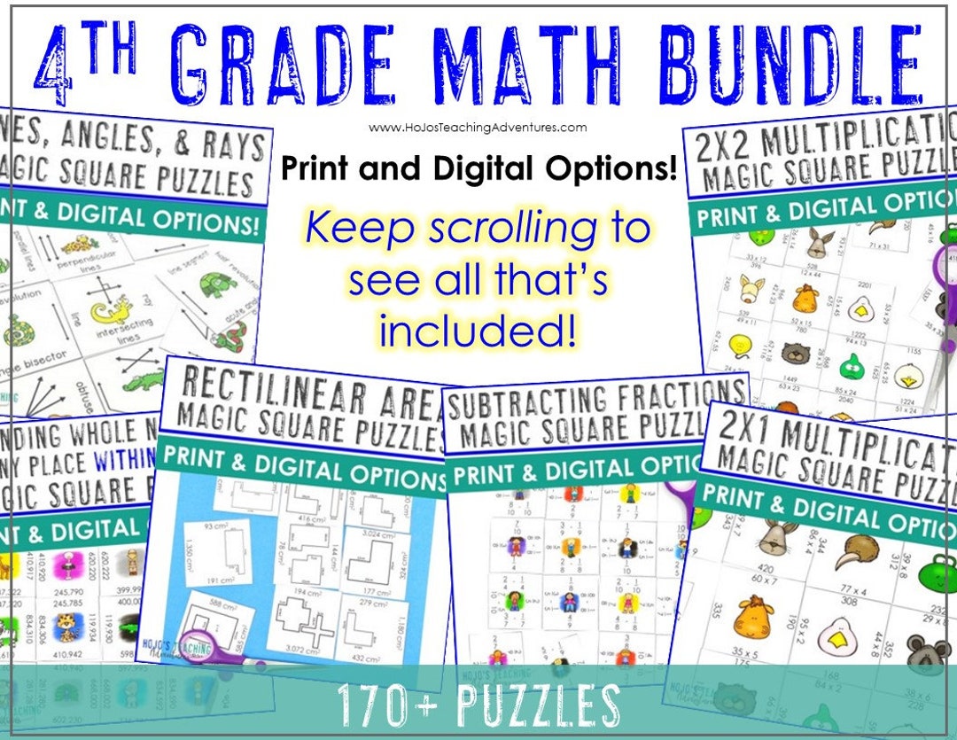 4th Grade Math Puzzle BUNDLE - Centers, Stations, Review, Practice ...
