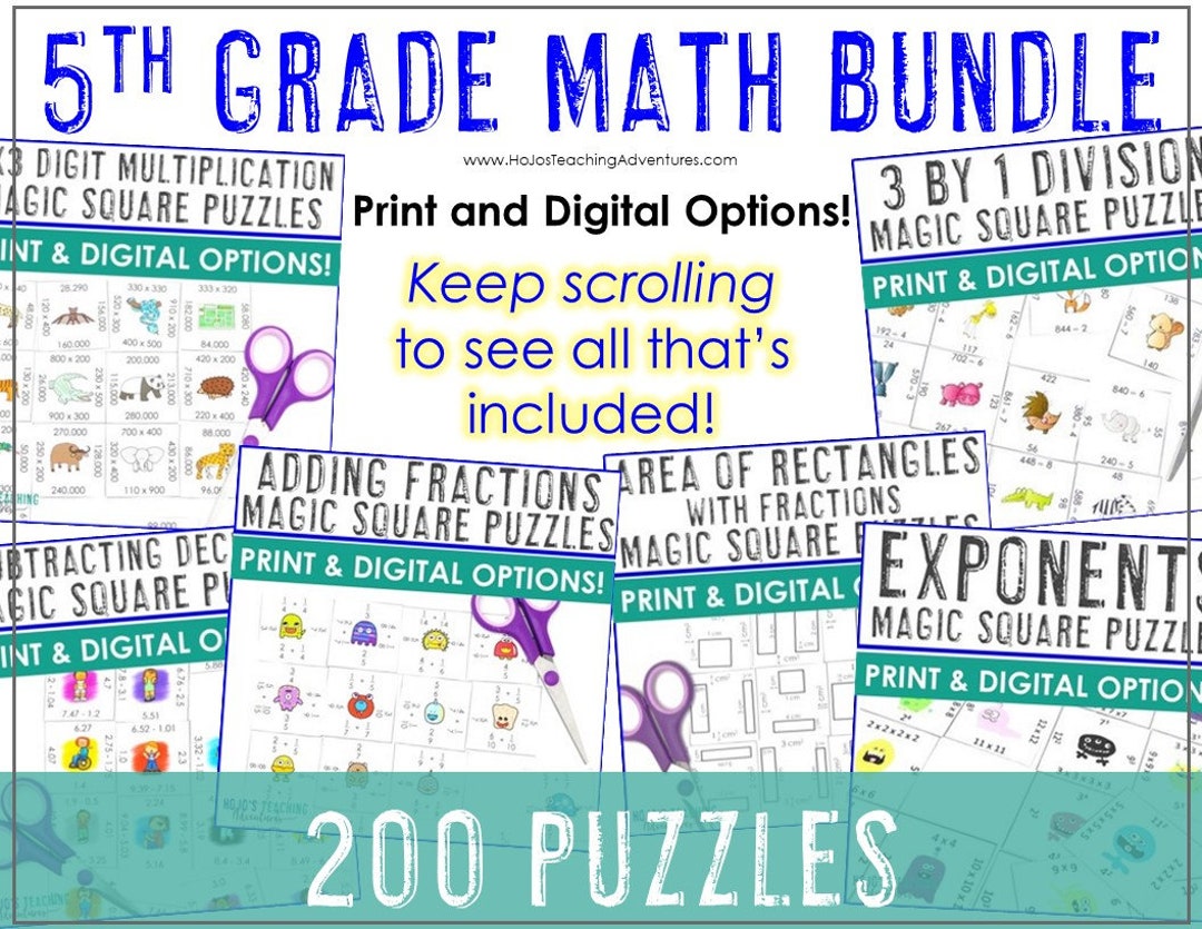 5th Grade Math Puzzle BUNDLE - Centers, Stations, Review, Practice ...