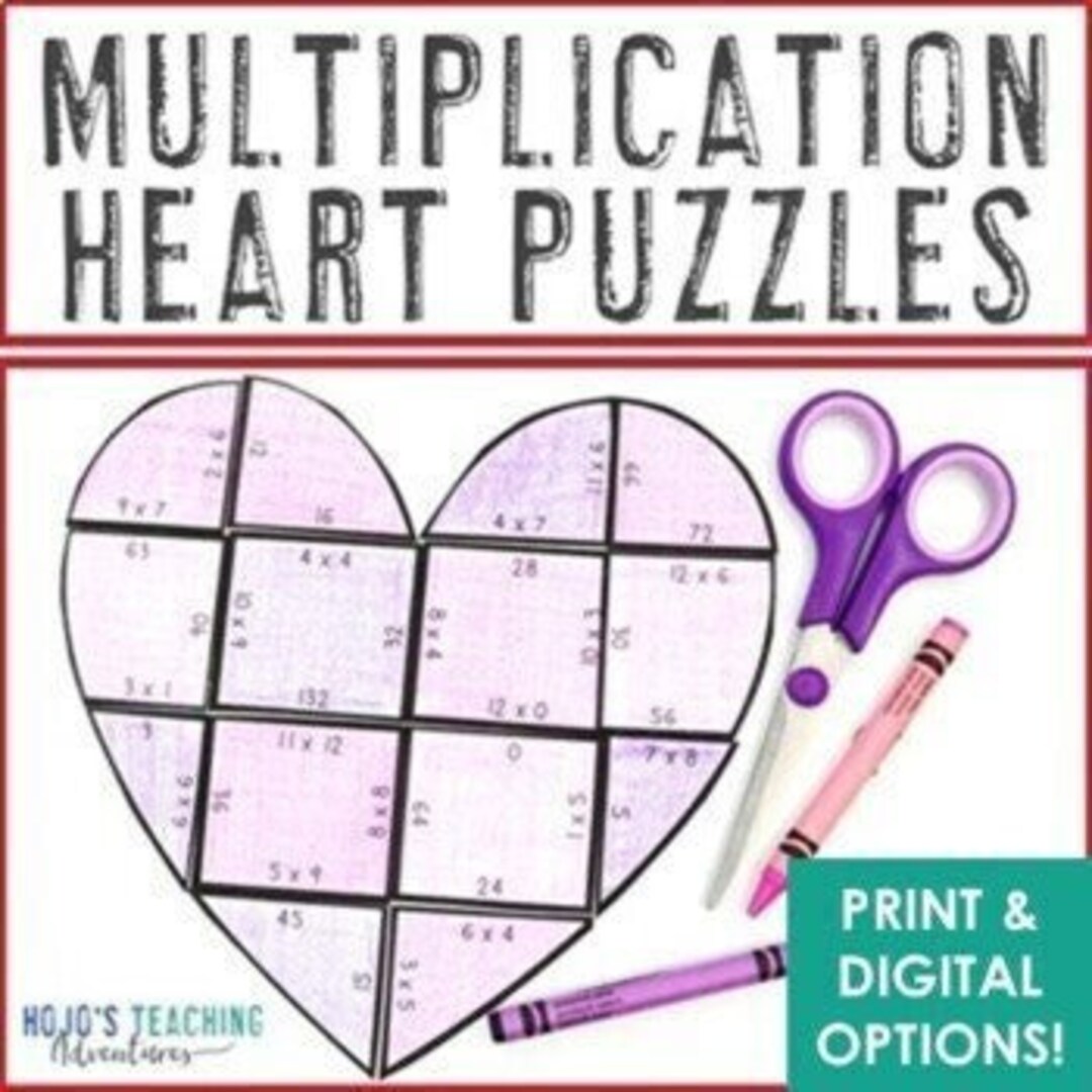 MULTIPLICATION Valentine's Day Math Puzzles - Use for Centers, Review ...