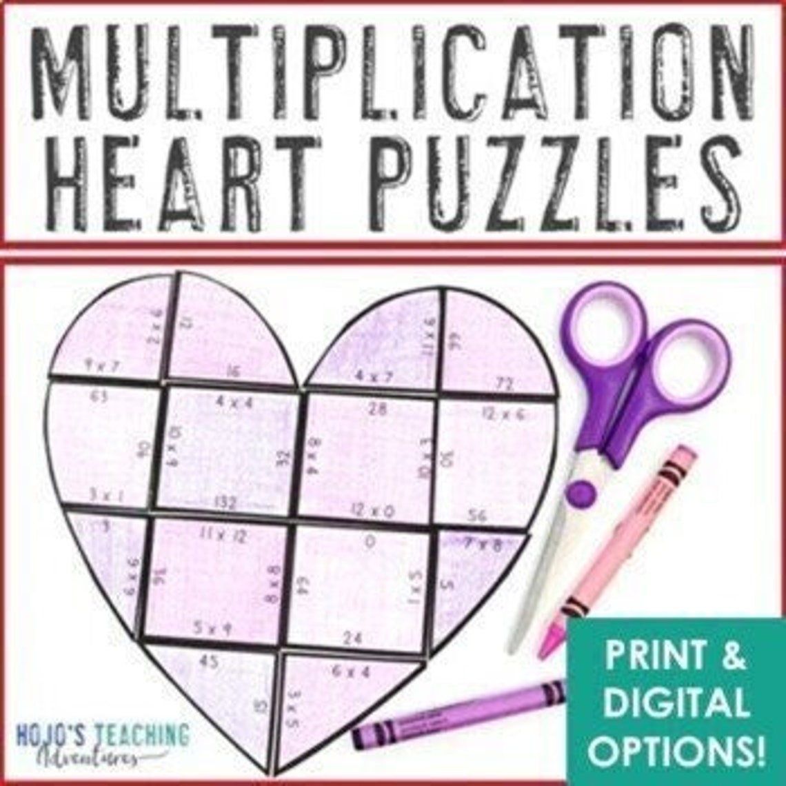 MULTIPLICATION Valentine's Day Math Puzzles - Use for Centers, Review ...