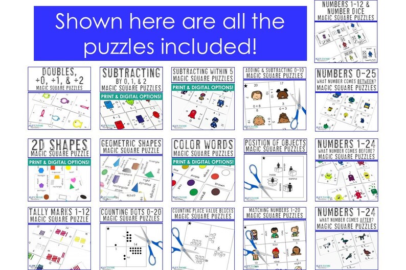 Kindergarten Math Puzzle BUNDLE - Centers, Stations, Review, Practice ...