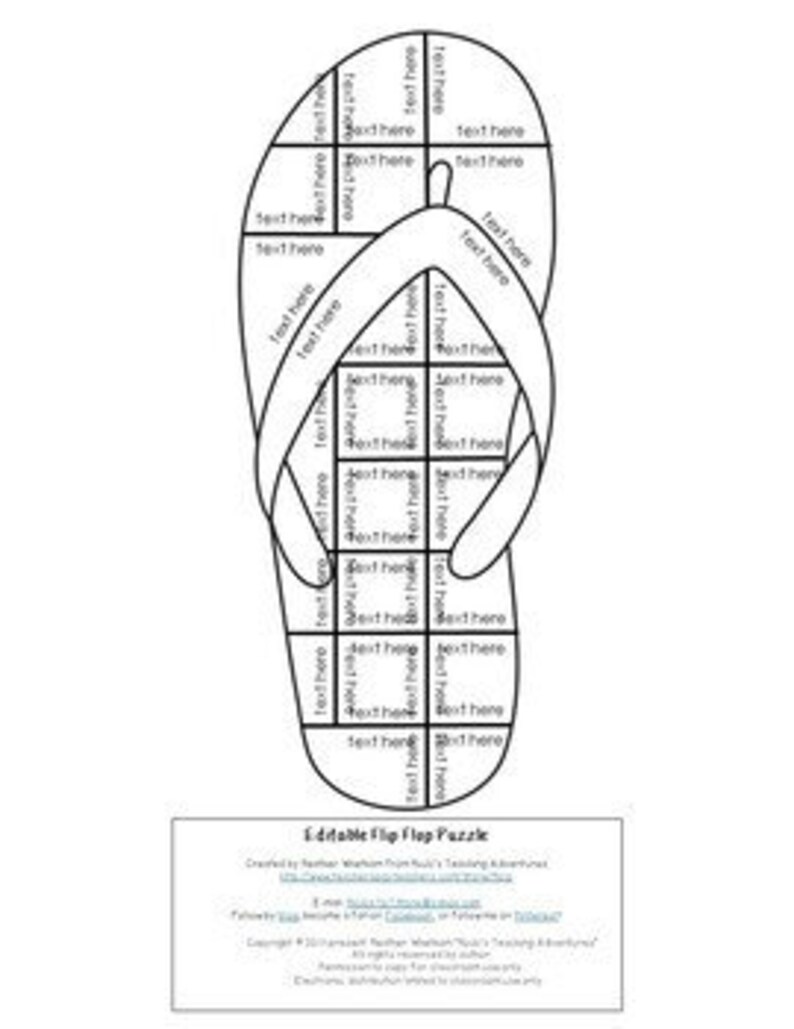 EDITABLE Flip Flop Puzzle - Great Spring, Summer, or Back to School ...
