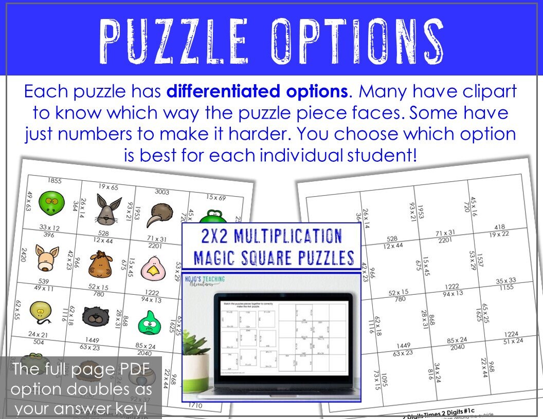 4th Grade Math Puzzle BUNDLE Centers Stations Review - Etsy