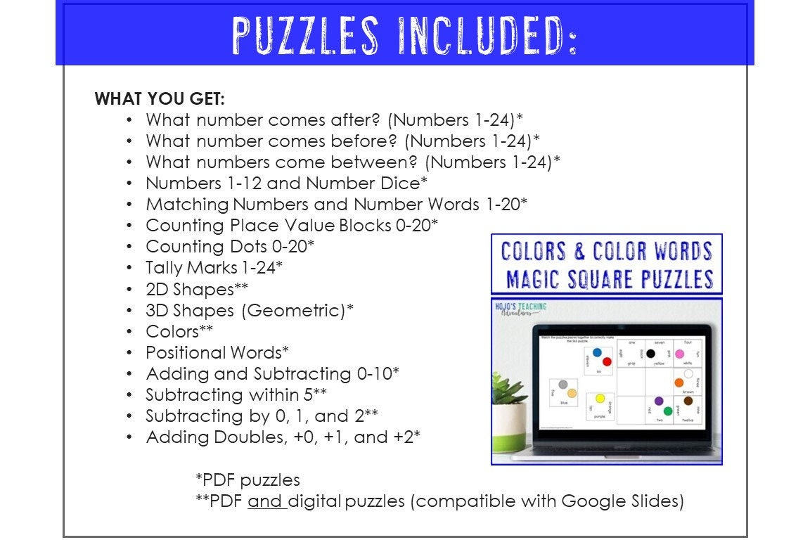 Kindergarten Math Puzzle BUNDLE - Centers, Stations, Review, Practice ...