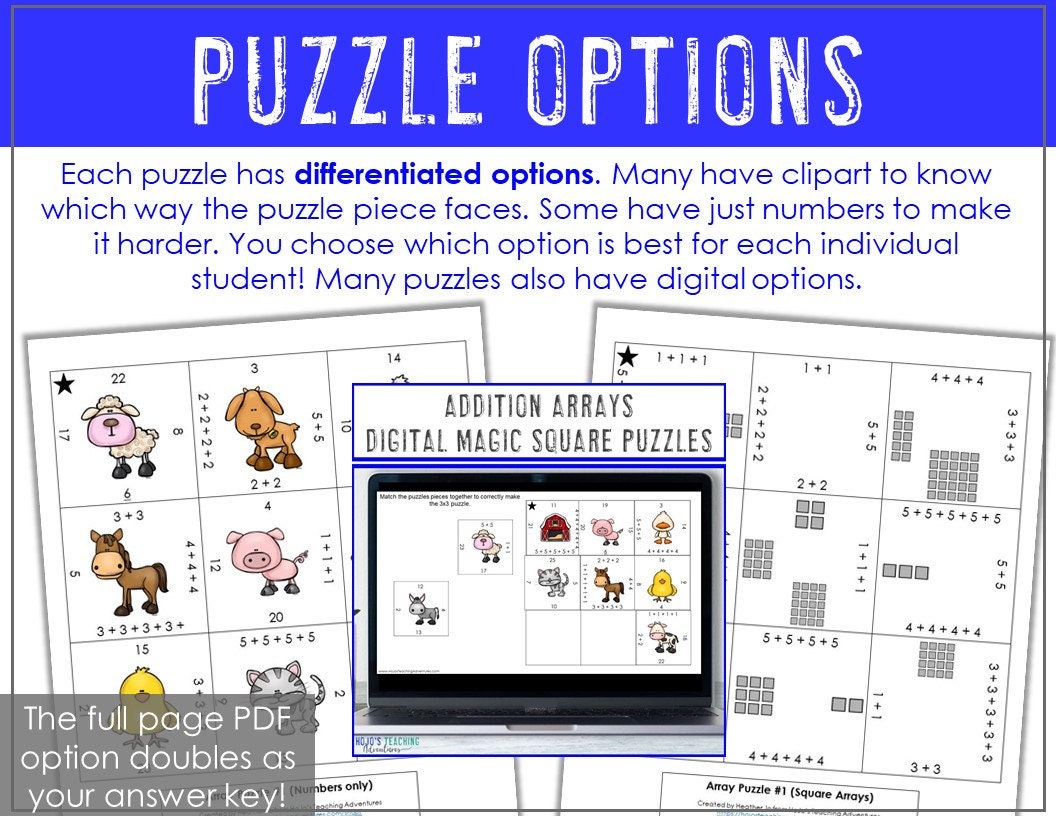 2nd Grade Math Puzzle BUNDLE Centers, Stations, Practice, Partner Work ...