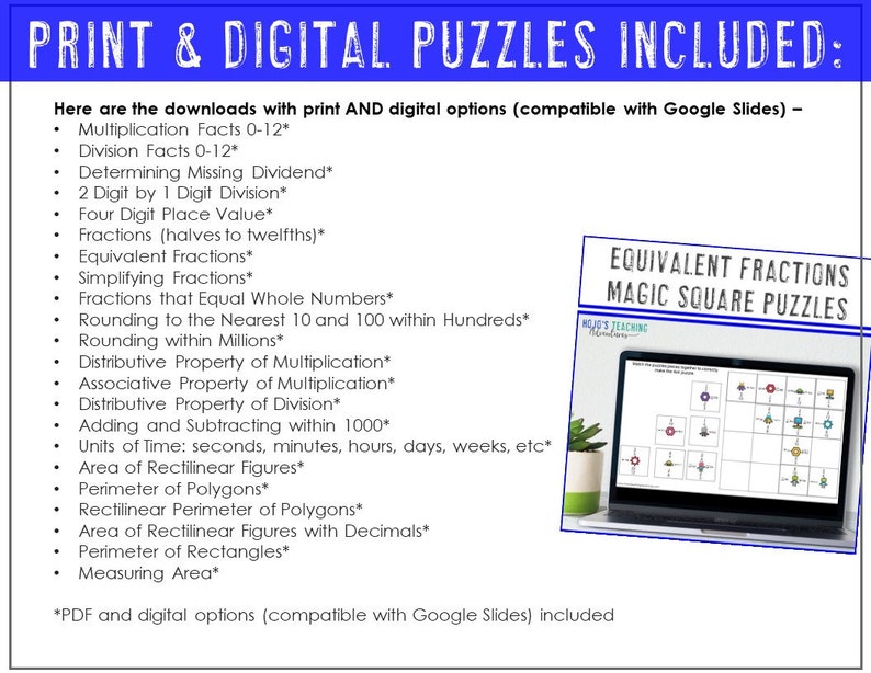 3rd Grade Math Puzzle BUNDLE - Centers, Stations, Review, Practice ...