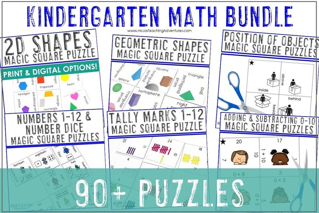 Kindergarten Math Puzzle BUNDLE - Centers, Stations, Review, Practice ...