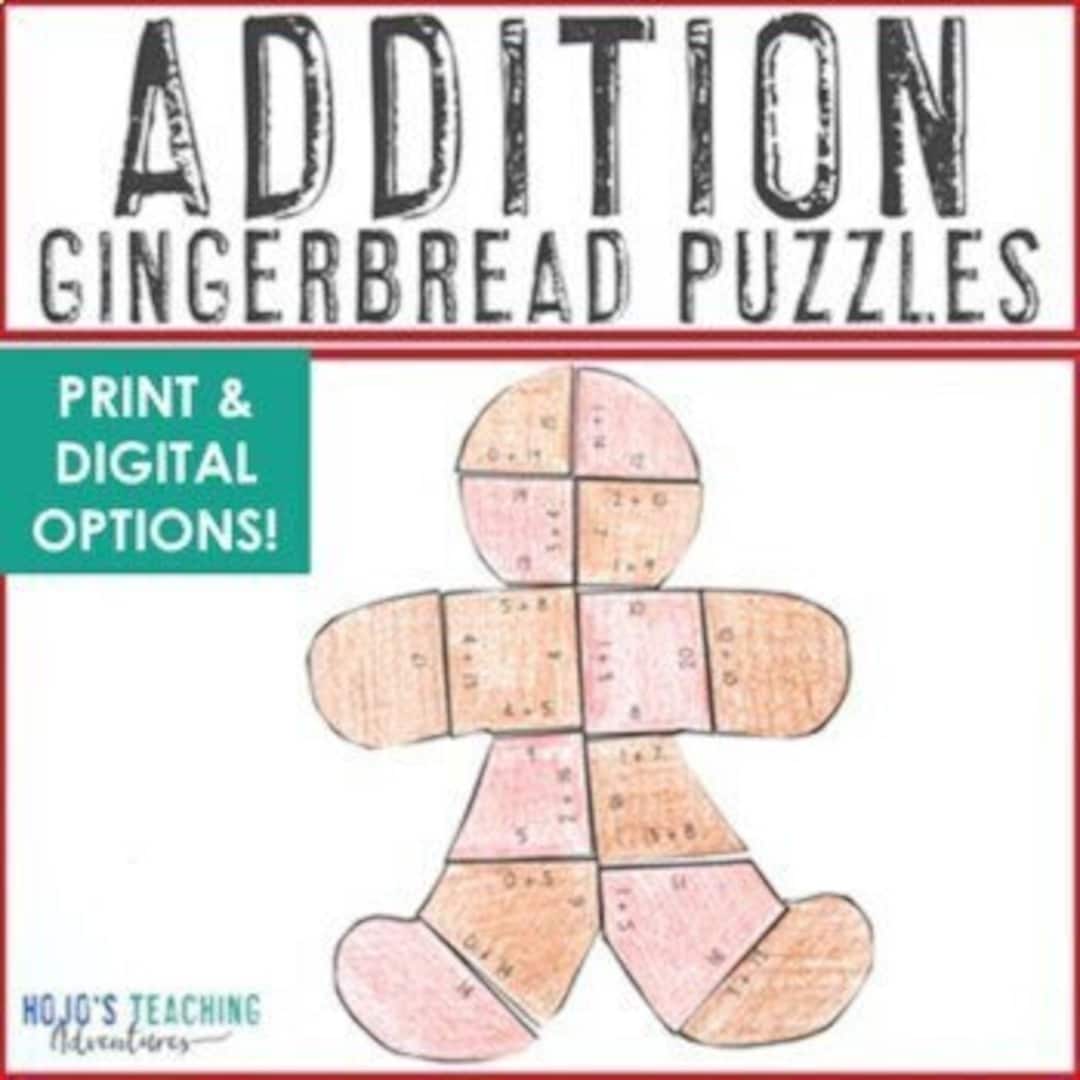 ADDITION Gingerbread Puzzles - Use for December Christmas Review ...