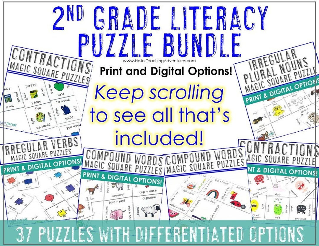 2nd Grade Literacy Puzzles BUNDLE: ELA Centers, Review Activities ...