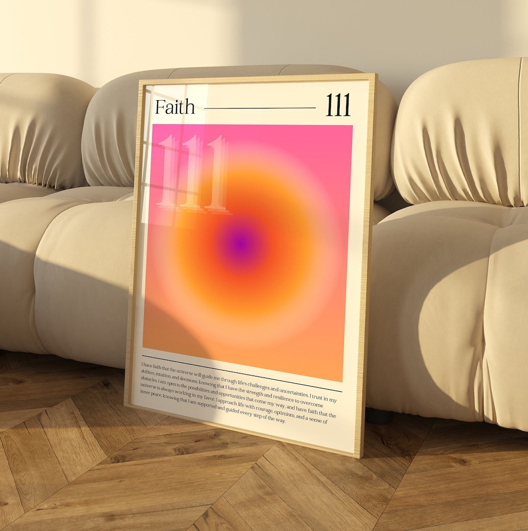 111 Angel Number Print for Law of Attraction Aura Print Angel Number ...