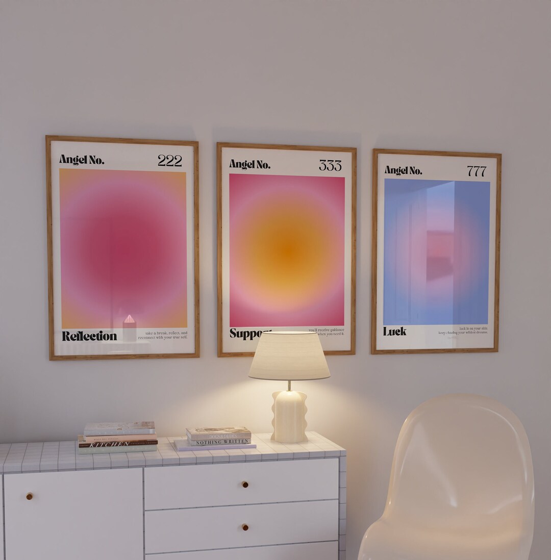Angel Number Poster Aura Poster Spiritual Wall Art Positive Art ...