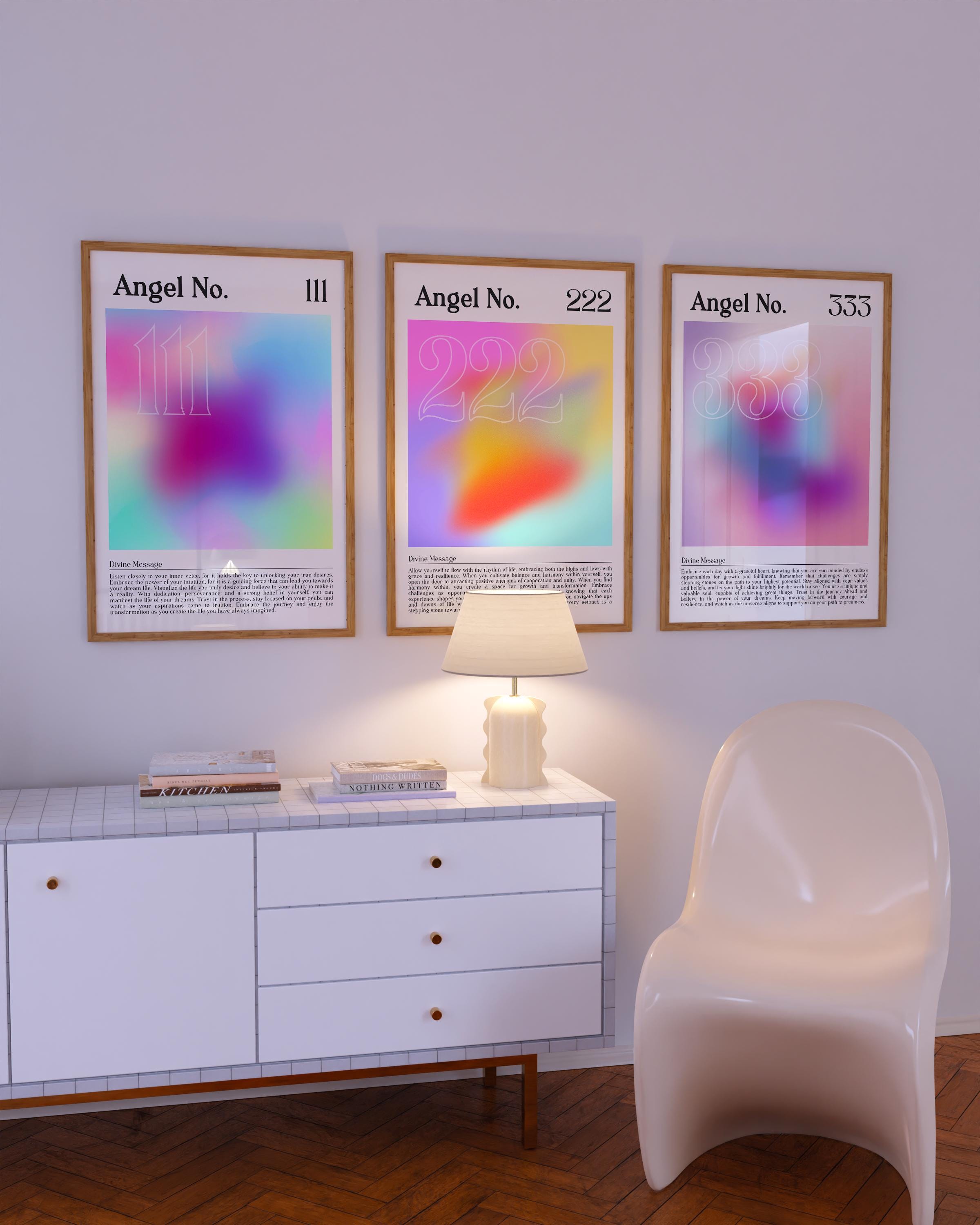 Set of 3 Angel Numbers Poster Aura Poster Set Angel Number Print ...