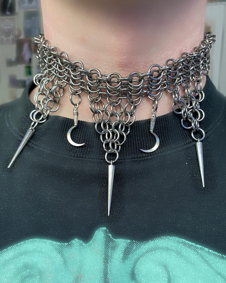 Chainmail Medieval Choker Necklace Stainless Steel - Etsy Ireland