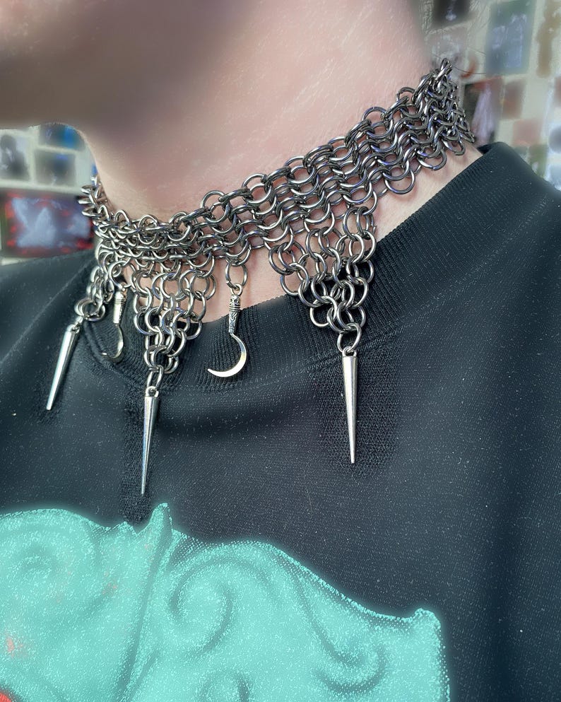 Chainmail Medieval Choker Necklace Stainless Steel - Etsy Ireland